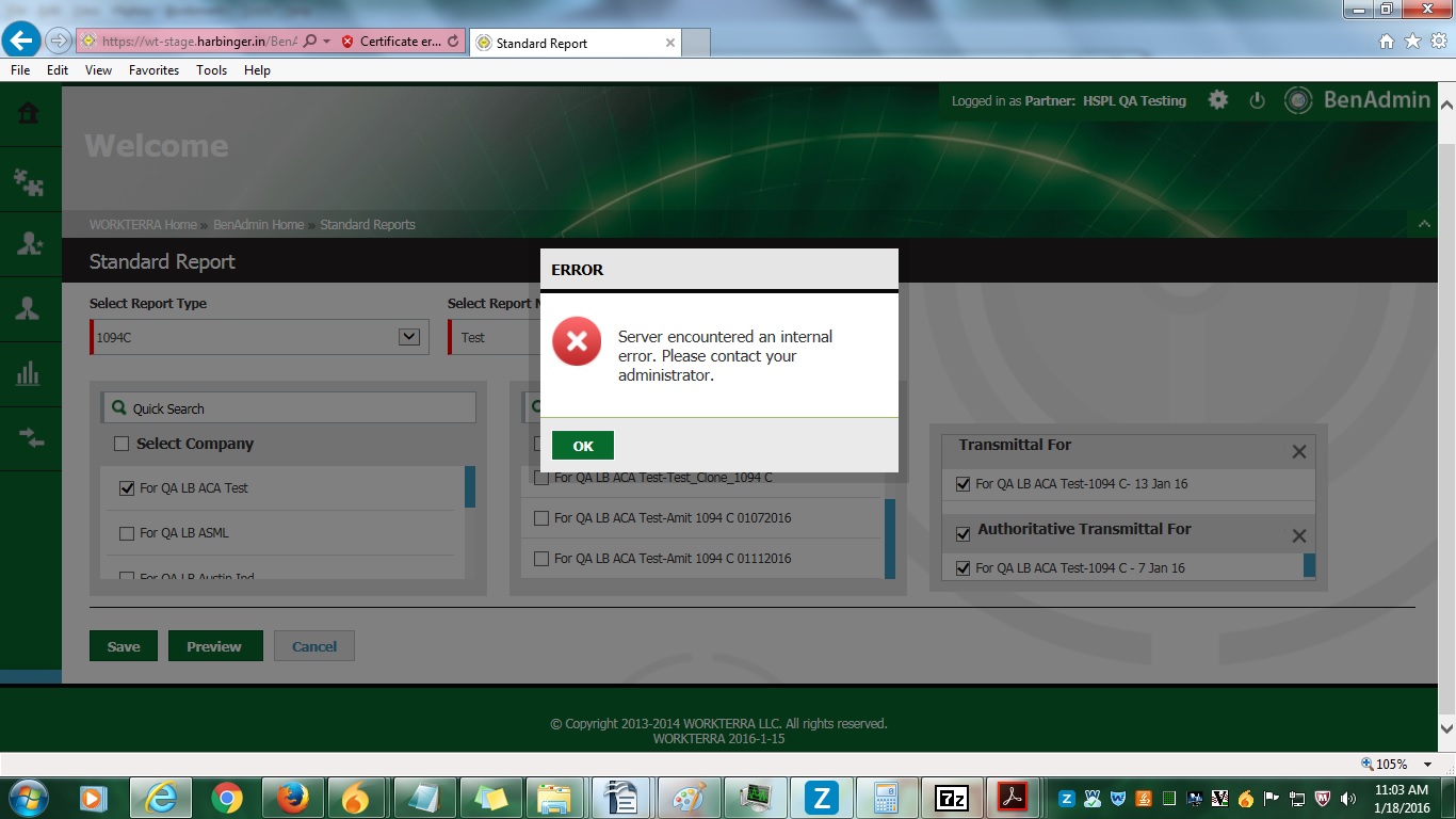 [WT-706] Server error populated after clicked on Save - Workterra Jira